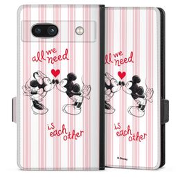 DeinDesign Google Pixel 7a Handy Klapph&uuml;lle Handyh&uuml;lle aus Kunst Leder schwarz Flip Case Love Disney Sideflip mit Lasche