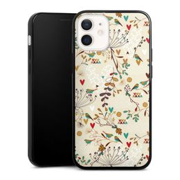 DeinDesign iPhone 12 mini Handy Slim Case extra d&uuml;nn Silikon Handyh&uuml;lle schwarz H&uuml;lle Flowers Bird Retro Silikon Slim Case