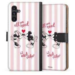 DeinDesign Galaxy A13 5G Handy Klapph&uuml;lle Handyh&uuml;lle aus Kunst Leder schwarz Flip Case Love Disney Sideflip mit langer Lasche