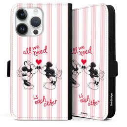 DeinDesign iPhone 14 Pro Max Handy Klapph&uuml;lle Handyh&uuml;lle aus Kunst Leder schwarz Flip Case Love Disney Sideflip mit Lasche