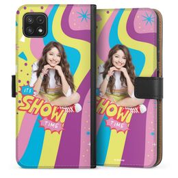 DeinDesign Galaxy A22 5G Handy Klapph&uuml;lle Handyh&uuml;lle aus Kunst Leder schwarz Flip Case Official Licensed Product Soy Luna Disney Sideflip mit langer Lasche
