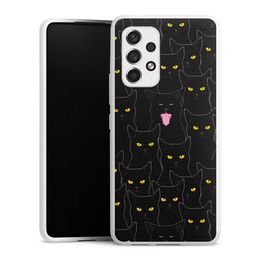 DeinDesign Galaxy A53 5G Handy Silikon H&uuml;lle Case wei&szlig; Handyh&uuml;lle Cat Muster Eye Silikon Case
