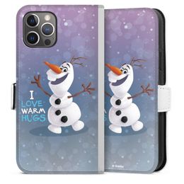 DeinDesign iPhone 12 Pro Handy Klapph&uuml;lle Handyh&uuml;lle aus Kunst Leder wei&szlig; Flip Case Frozen Olaf Official Licensed Product Frozen Sideflip mit Lasche