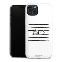 DeinDesign iPhone 15 Plus Handy Slim Case Silikon Handyh&uuml;lle transparent H&uuml;lle extra d&uuml;nn Snoopy Dog Peanuts Silikon Slim Case