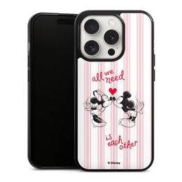 DeinDesign iPhone 15 Pro Handy Slim Case extra d&uuml;nn Silikon Handyh&uuml;lle schwarz H&uuml;lle Love Disney Silikon Slim Case