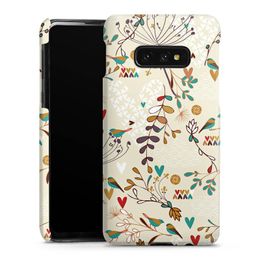 DeinDesign Galaxy S10e Handy Premium Case Smartphone Handyh&uuml;lle Schutzh&uuml;lle matt Flowers Bird Retro Premium Case