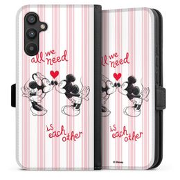 DeinDesign Galaxy A34 5G Handy Klapph&uuml;lle Handyh&uuml;lle aus Kunst Leder schwarz Flip Case Love Disney Sideflip mit Lasche