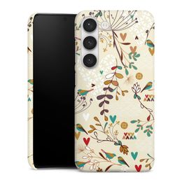 DeinDesign Galaxy S23 Handy Premium Case Smartphone Handyh&uuml;lle Schutzh&uuml;lle matt Flowers Bird Retro Premium Case