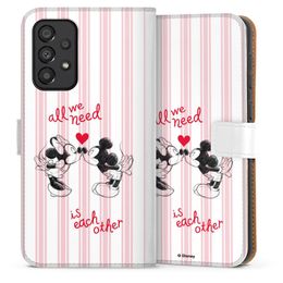 DeinDesign Galaxy A33 5G Handy Klapph&uuml;lle Handyh&uuml;lle aus Kunst Leder wei&szlig; Flip Case Disney Love Sideflip mit Lasche