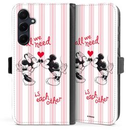 DeinDesign Galaxy A55 5G Handy Klapph&uuml;lle Handyh&uuml;lle aus Kunst Leder schwarz Flip Case Love Disney Sideflip mit Lasche