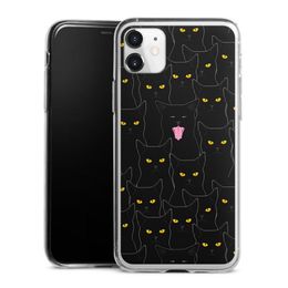 DeinDesign iPhone 11 Handy Slim Case Silikon Handyh&uuml;lle transparent H&uuml;lle extra d&uuml;nn Cat Muster Eye Silikon Slim Case