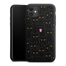 DeinDesign iPhone 11 Handy Premium Silikon H&uuml;lle Handyh&uuml;lle schwarz Case Muster Eye Cat Silikon Premium Case
