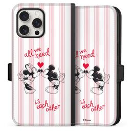DeinDesign iPhone 15 Pro Max Handy Klapph&uuml;lle Handyh&uuml;lle aus Kunst Leder schwarz Flip Case Love Disney Sideflip mit Lasche