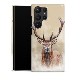 DeinDesign Galaxy S23 Ultra Handy Premium Case Smartphone Handyh&uuml;lle Schutzh&uuml;lle gl&auml;nzend Animal Look Deer Reindeer Premium Case