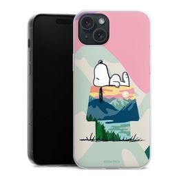DeinDesign iPhone 15 Plus Handy Slim Case Silikon Handyh&uuml;lle transparent H&uuml;lle extra d&uuml;nn Official Licensed Product Peanuts Snoopy Silikon Slim Case