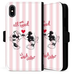 DeinDesign iPhone X Handy Klapph&uuml;lle Handyh&uuml;lle aus Kunst Leder schwarz Flip Case Love Disney Sideflip mit langer Lasche