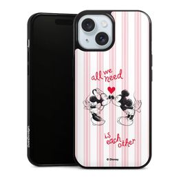 DeinDesign iPhone 15 Handy Slim Case extra d&uuml;nn Silikon Handyh&uuml;lle schwarz H&uuml;lle Love Disney Silikon Slim Case