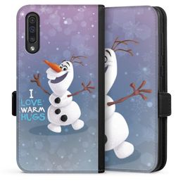DeinDesign Galaxy A50 Handy Klapph&uuml;lle Handyh&uuml;lle aus Kunst Leder schwarz Flip Case Frozen Olaf Official Licensed Product Frozen Sideflip mit Lasche
