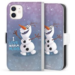 DeinDesign iPhone 12 mini Handy Klapph&uuml;lle Handyh&uuml;lle aus Kunst Leder wei&szlig; Flip Case Frozen Olaf Official Licensed Product Frozen Sideflip mit Lasche