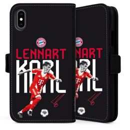 DeinDesign iPhone X Handy Klapph&uuml;lle Handyh&uuml;lle aus Kunst Leder schwarz Flip Case Official Licensed Product Fcb Lennart Karl Sideflip mit langer Lasche