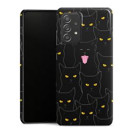 DeinDesign Galaxy A52s 5G Handy Premium Case Smartphone Handyh&uuml;lle Schutzh&uuml;lle gl&auml;nzend Muster Eye Cat Premium Case