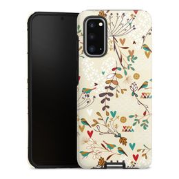 DeinDesign Galaxy S20 Handy Panzer Handyh&uuml;lle robuste Outdoor H&uuml;lle Schutzh&uuml;lle matt Flowers Bird Retro Tough Case