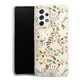 DeinDesign Galaxy A53 5G Handy Silikon H&uuml;lle Case transparent Handyh&uuml;lle Bird Retro Flowers Silikon Case