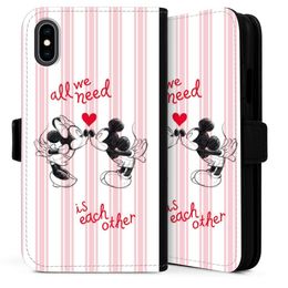 DeinDesign iPhone Xs Handy Klapph&uuml;lle Handyh&uuml;lle aus Kunst Leder schwarz Flip Case Love Disney Sideflip mit langer Lasche