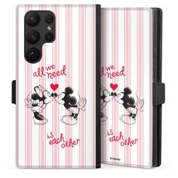 DeinDesign Galaxy S23 Ultra Handy Klapph&uuml;lle Handyh&uuml;lle aus Kunst Leder schwarz Flip Case Love Disney Sideflip mit Lasche