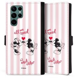 DeinDesign Galaxy S22 Ultra Handy Klapph&uuml;lle Handyh&uuml;lle aus Kunst Leder schwarz Flip Case Love Disney Sideflip mit langer Lasche