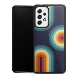 DeinDesign Galaxy A53 5G Handy Gallery Case Handyh&uuml;lle 9H Geh&auml;rtetes Glas R&uuml;ckseite H&uuml;lle Retro Rainbow Colourful Gallery Case