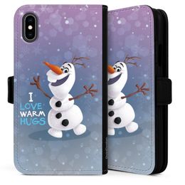 DeinDesign iPhone X Handy Klapph&uuml;lle Handyh&uuml;lle aus Kunst Leder schwarz Flip Case Frozen Olaf Official Licensed Product Frozen Sideflip mit langer Lasche