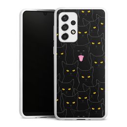 DeinDesign Galaxy A33 5G Handy Silikon H&uuml;lle Case wei&szlig; Handyh&uuml;lle Cat Muster Eye Silikon Case