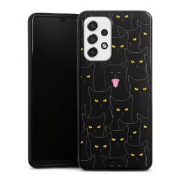 DeinDesign Galaxy A33 5G Handy Slim Case extra d&uuml;nn Silikon Handyh&uuml;lle schwarz H&uuml;lle Cat Muster Eye Silikon Slim Case