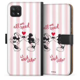 DeinDesign Galaxy A22 5G Handy Klapph&uuml;lle Handyh&uuml;lle aus Kunst Leder schwarz Flip Case Disney Love Sideflip mit langer Lasche