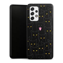 DeinDesign Galaxy A53 5G Handy Silikon H&uuml;lle Case schwarz Handyh&uuml;lle Cat Muster Eye