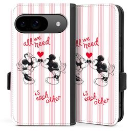 DeinDesign Google Pixel 9 Handy Klapph&uuml;lle Handyh&uuml;lle aus Kunst Leder schwarz Flip Case Love Disney Sideflip mit Lasche