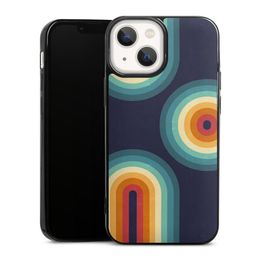 DeinDesign iPhone 13 Mini Handy Slim Case extra d&uuml;nn Silikon Handyh&uuml;lle schwarz H&uuml;lle Retro Colourful Rainbow Silikon Slim Case