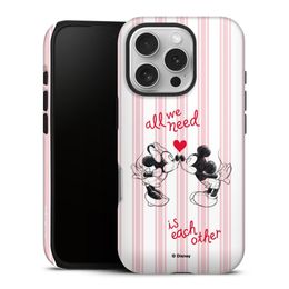 DeinDesign iPhone 16 Pro Handy Panzer Handyh&uuml;lle robuste Outdoor H&uuml;lle Schutzh&uuml;lle gl&auml;nzend Love Disney Tough Case