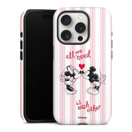 DeinDesign iPhone 15 Pro Handy Panzer Handyh&uuml;lle robuste Outdoor H&uuml;lle Schutzh&uuml;lle gl&auml;nzend Love Disney Tough Case