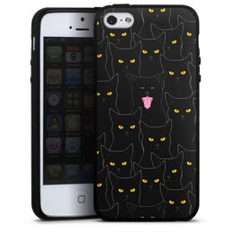 DeinDesign iPhone SE (2016-2019) Handy Silikon H&uuml;lle Case schwarz Handyh&uuml;lle Cat Muster Eye