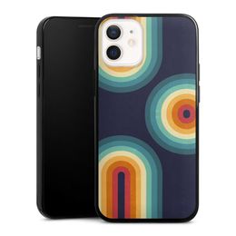DeinDesign iPhone 12 mini Handy Slim Case extra d&uuml;nn Silikon Handyh&uuml;lle schwarz H&uuml;lle Retro Colourful Rainbow Silikon Slim Case