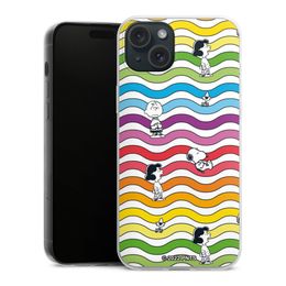 DeinDesign iPhone 15 Plus Handy Slim Case Silikon Handyh&uuml;lle transparent H&uuml;lle extra d&uuml;nn Snoopy Muster Peanuts Silikon Slim Case