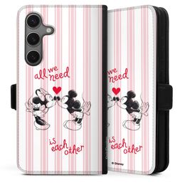 DeinDesign Galaxy S25 Handy Klapph&uuml;lle Handyh&uuml;lle aus Kunst Leder schwarz Flip Case Love Disney Sideflip mit Lasche