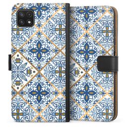 DeinDesign Galaxy A22 5G Handy Klapph&uuml;lle Handyh&uuml;lle aus Kunst Leder schwarz Flip Case Mandala Retro Mosaic Sideflip mit langer Lasche