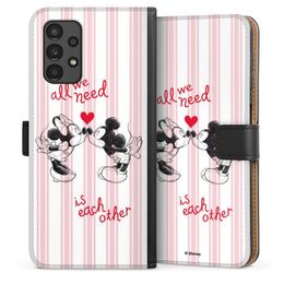 DeinDesign Galaxy A13 4G Handy Klapph&uuml;lle Handyh&uuml;lle aus Kunst Leder schwarz Flip Case Love Disney Sideflip mit langer Lasche