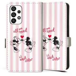 DeinDesign Galaxy A53 5G Handy Klapph&uuml;lle Handyh&uuml;lle aus Kunst Leder wei&szlig; Flip Case Love Disney Sideflip mit Lasche