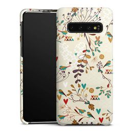DeinDesign Galaxy S10 Handy Premium Case Smartphone Handyh&uuml;lle Schutzh&uuml;lle gl&auml;nzend Flowers Bird Retro Premium Case