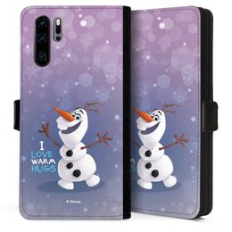DeinDesign Huawei P30 Pro Handy Klapph&uuml;lle Handyh&uuml;lle aus Kunst Leder schwarz Flip Case Frozen Olaf Official Licensed Product Frozen Sideflip mit langer Lasche