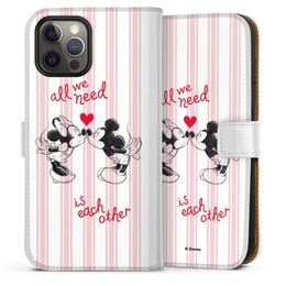 DeinDesign iPhone 12 Pro Max Handy Klapph&uuml;lle Handyh&uuml;lle aus Kunst Leder wei&szlig; Flip Case Love Disney Sideflip mit Lasche